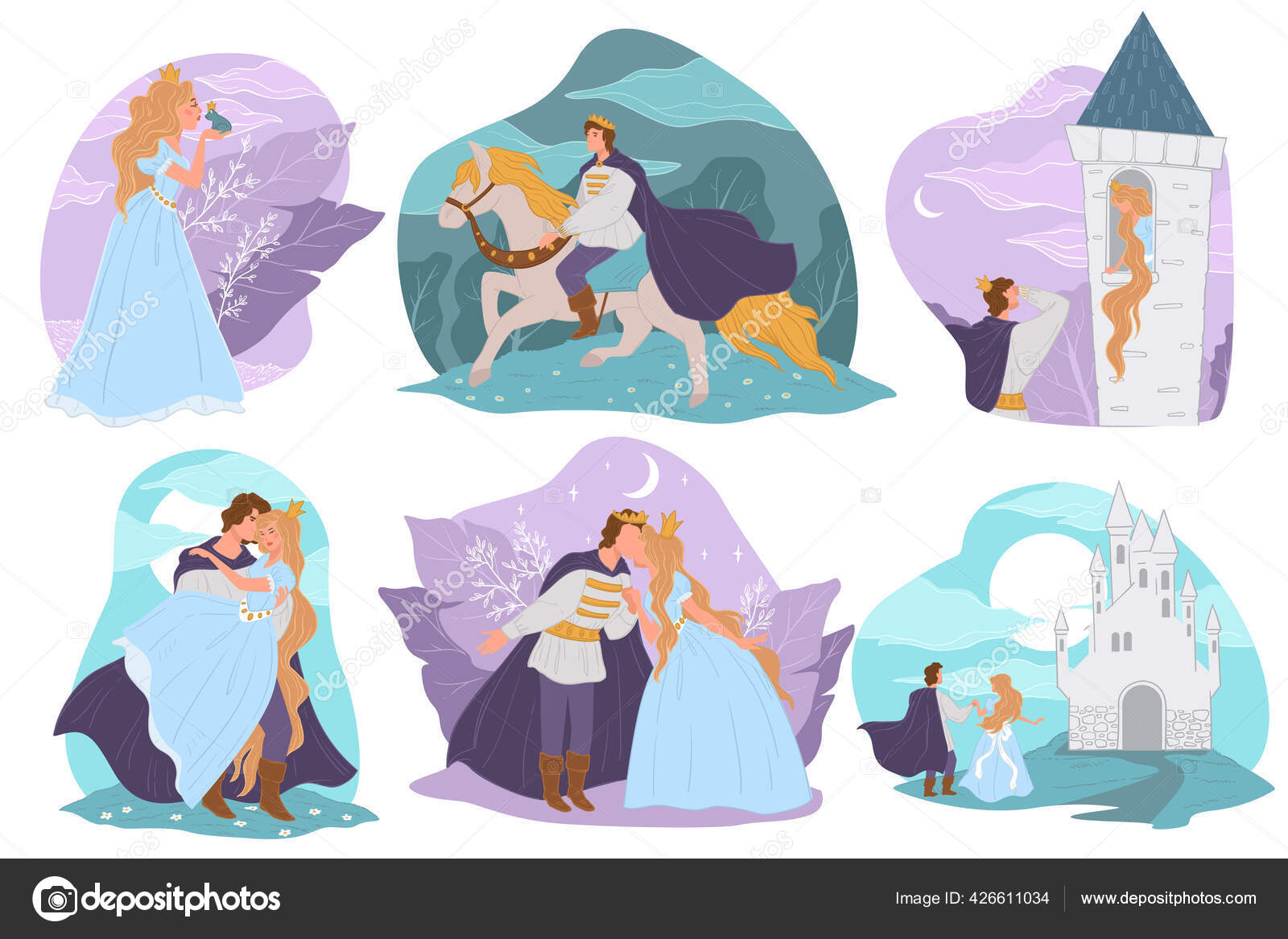 Karaktärer Från Sagoberättelser Och Böcker Prinsessa Och Prinsessa Man ...