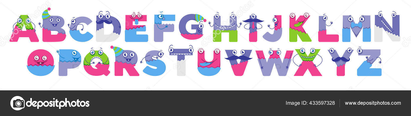 Font Letter Funny Character Faces Eyes Facial Expression Alphabet ...