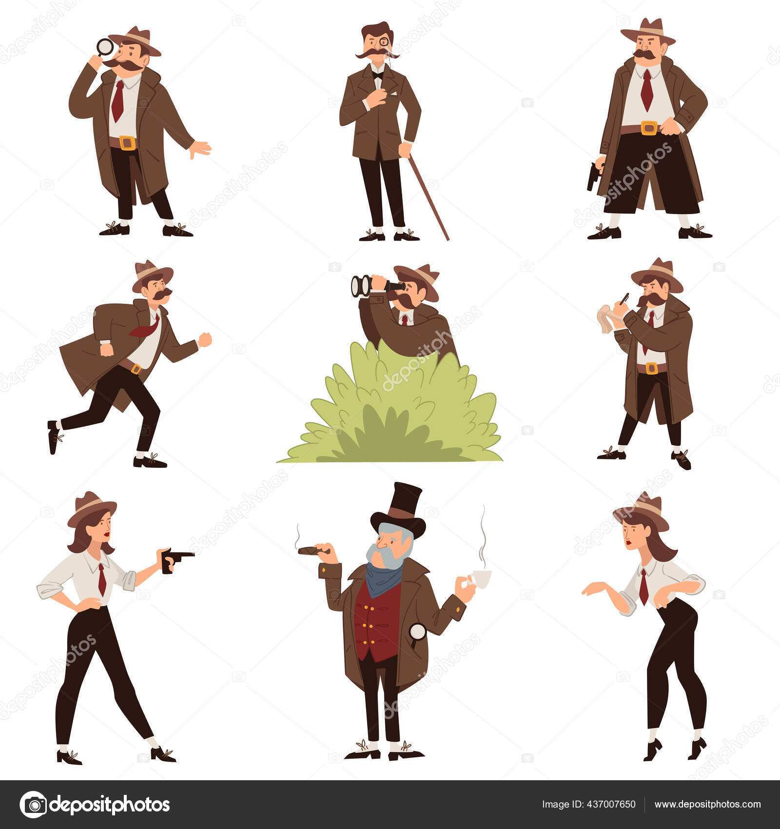 Team Experienced Detectives Crime Scene Mission Man Woman Characters ...