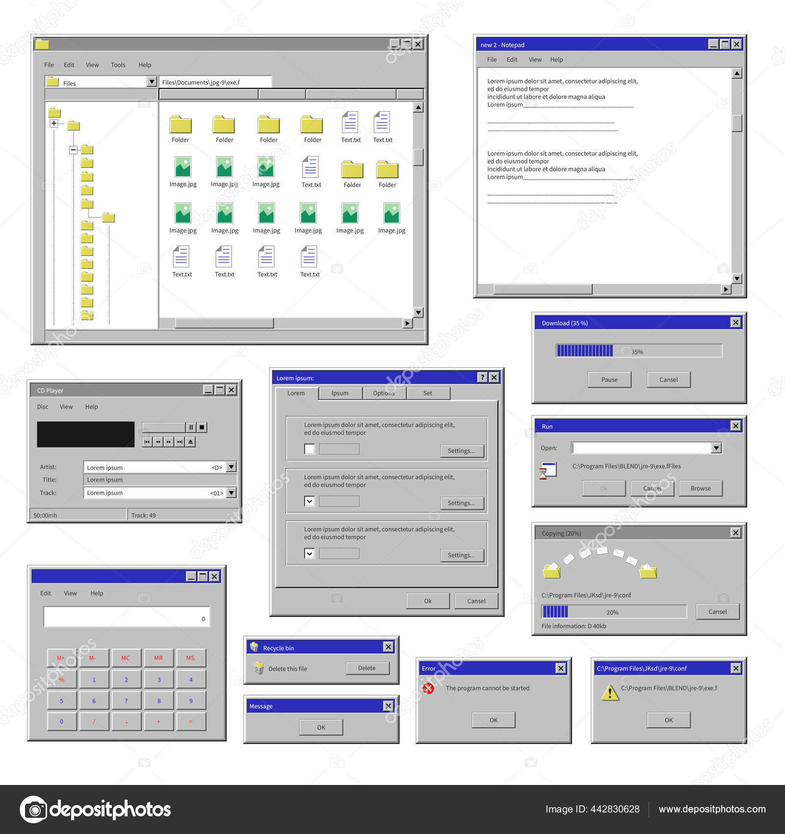 Windows on computer screen, info on monitor vector Stock Vector Image ...