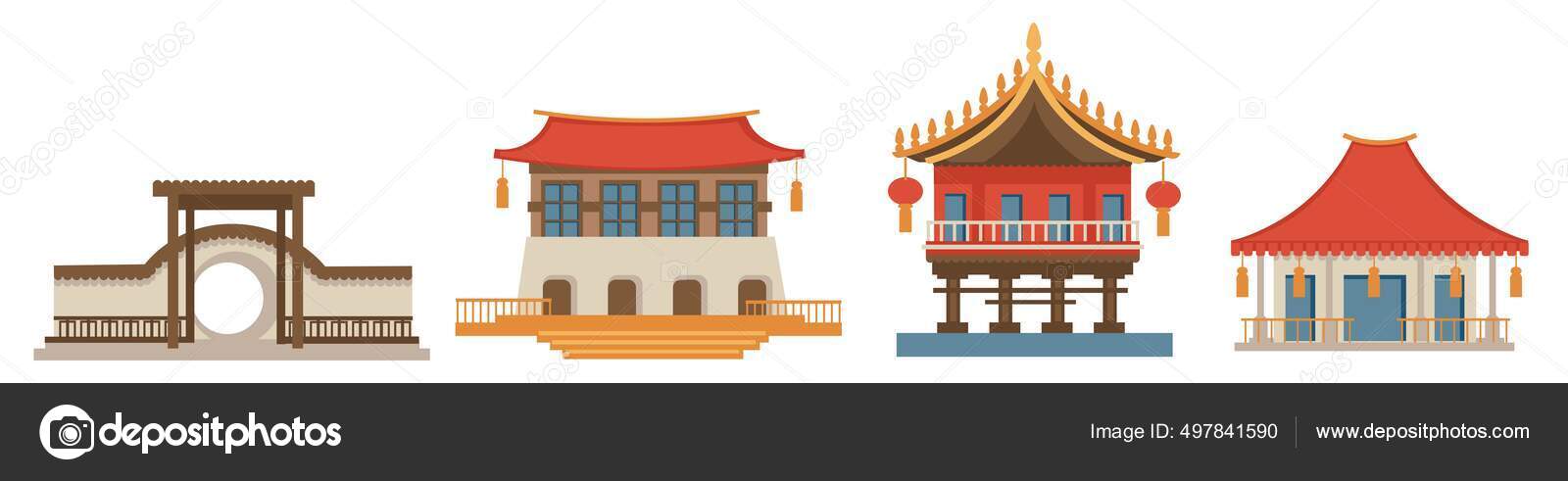 Asian exteriors and architecture, main monuments Stock Vector Image by ...