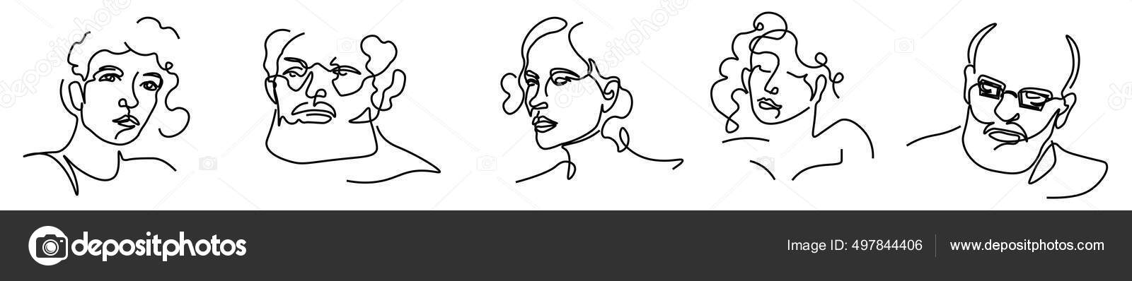 Portrait of people, abstract line art sketches Stock Vector Image by ...