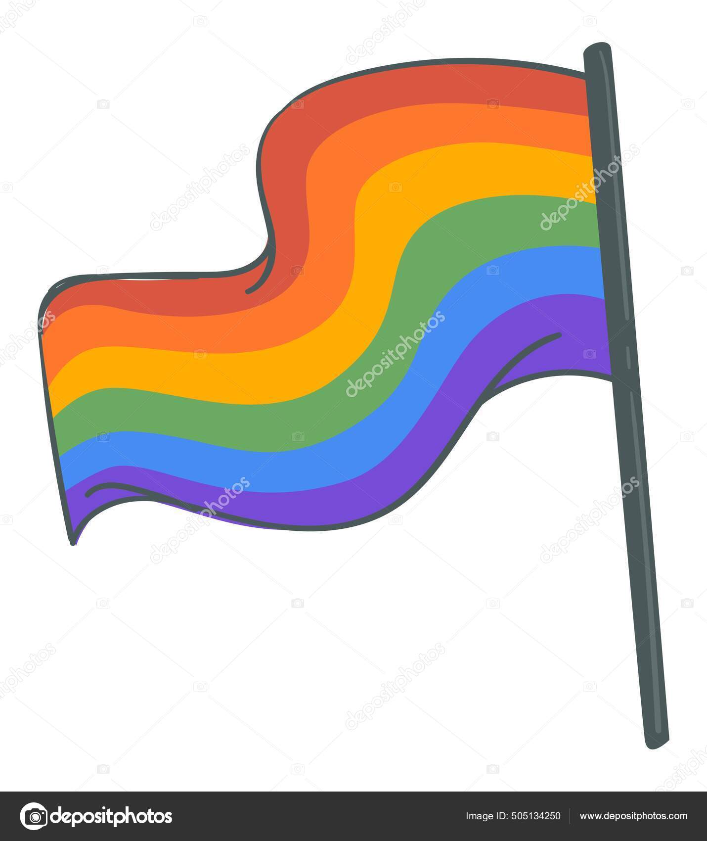 Bandera colorida arco iris en poste, lgbt orgullo apoyo Vector de stock ...