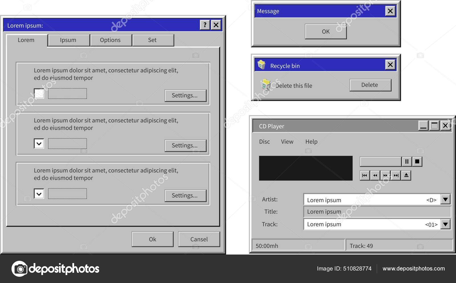 Interface Windows xp et échantillons avec boutons Vecteur par ...