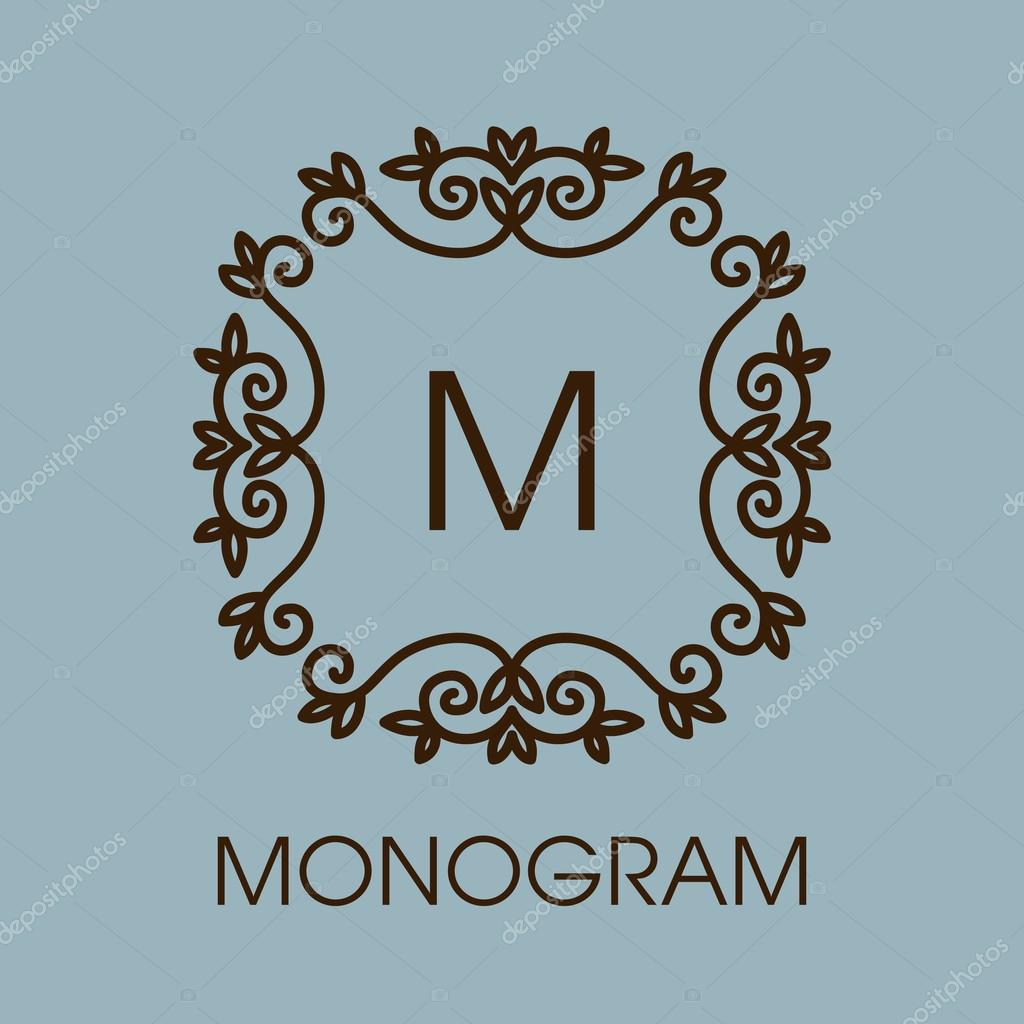 Marco de contorno floral en diseño de monograma Vector de stock por ...