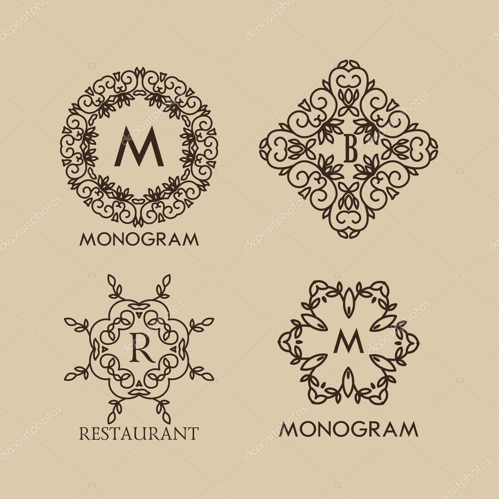 Conjunto de diseños de monograma de lujo Vector de Stock de ...