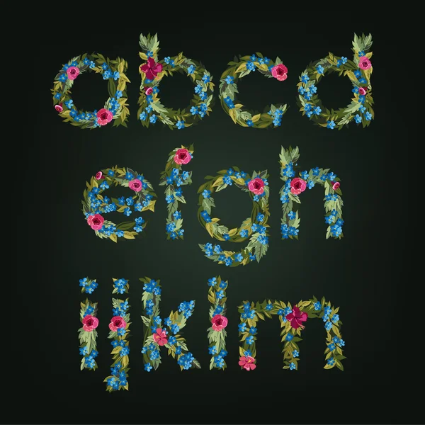 Flower alphabet. Colorful font. Uppercase. Stock Vector Image by ...