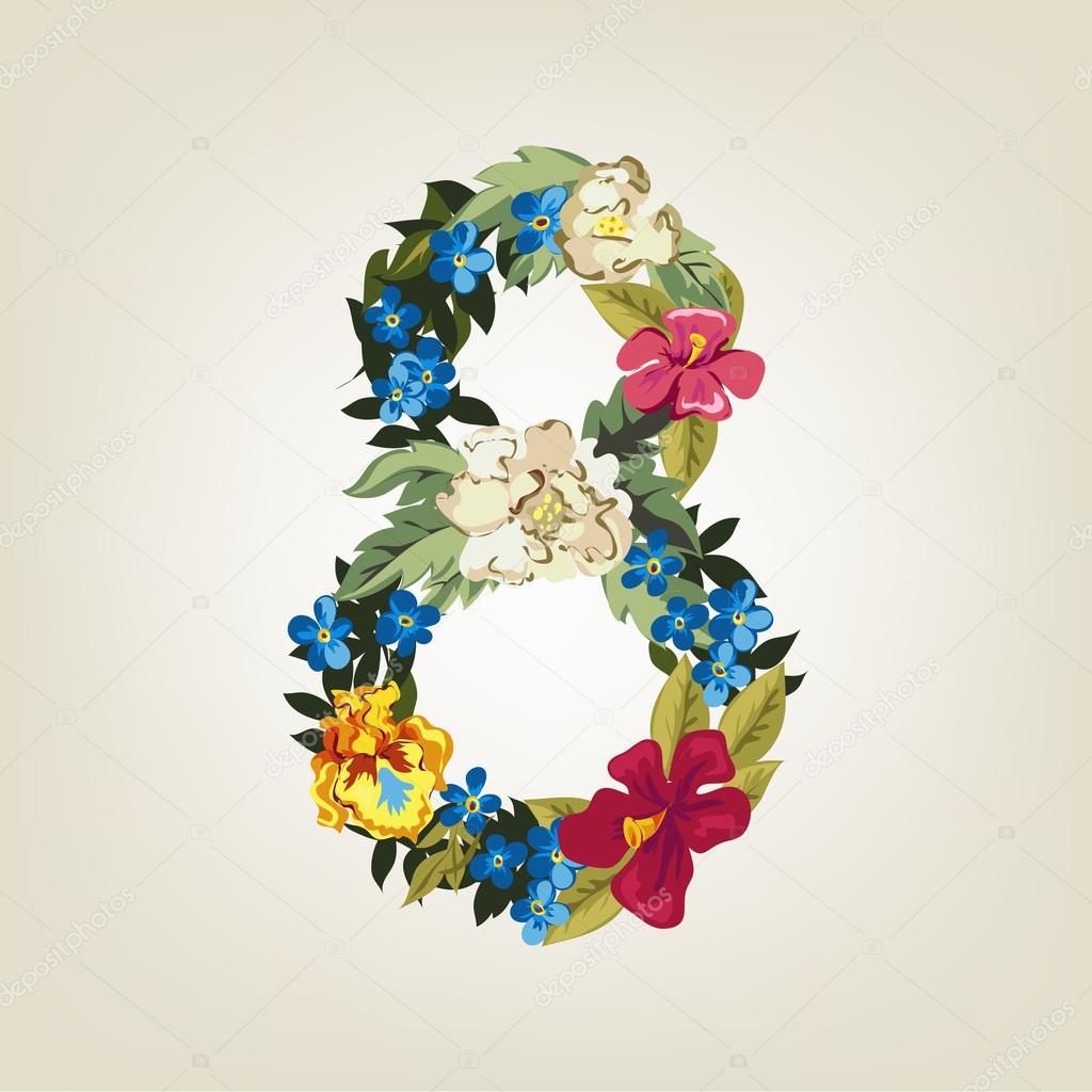 Colorful Floral Number 8 — Stock Vector © Sonulkaster #91570036