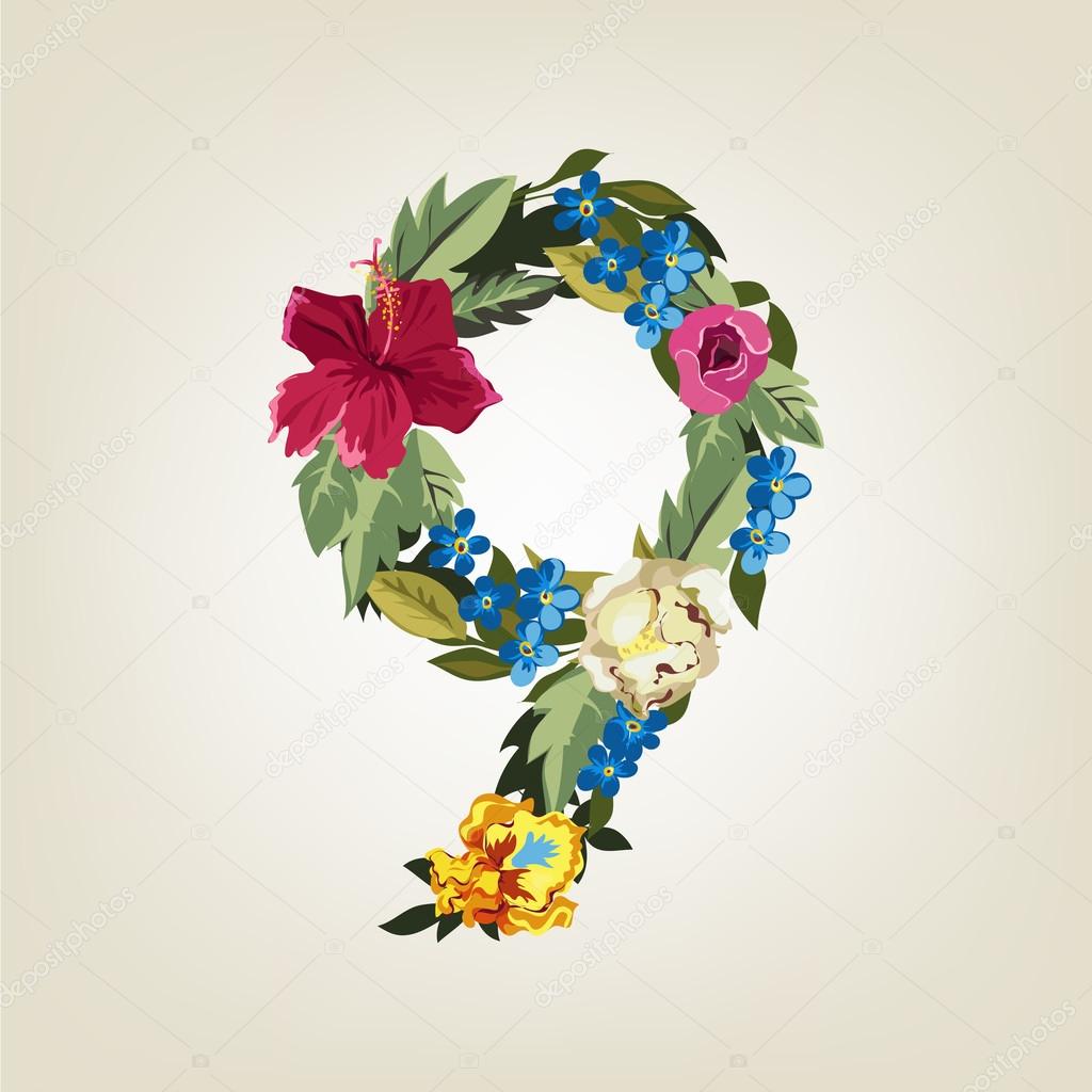 Floral number 9 | Colorful Floral Number 9 — Stock Vector © Sonulkaster ...