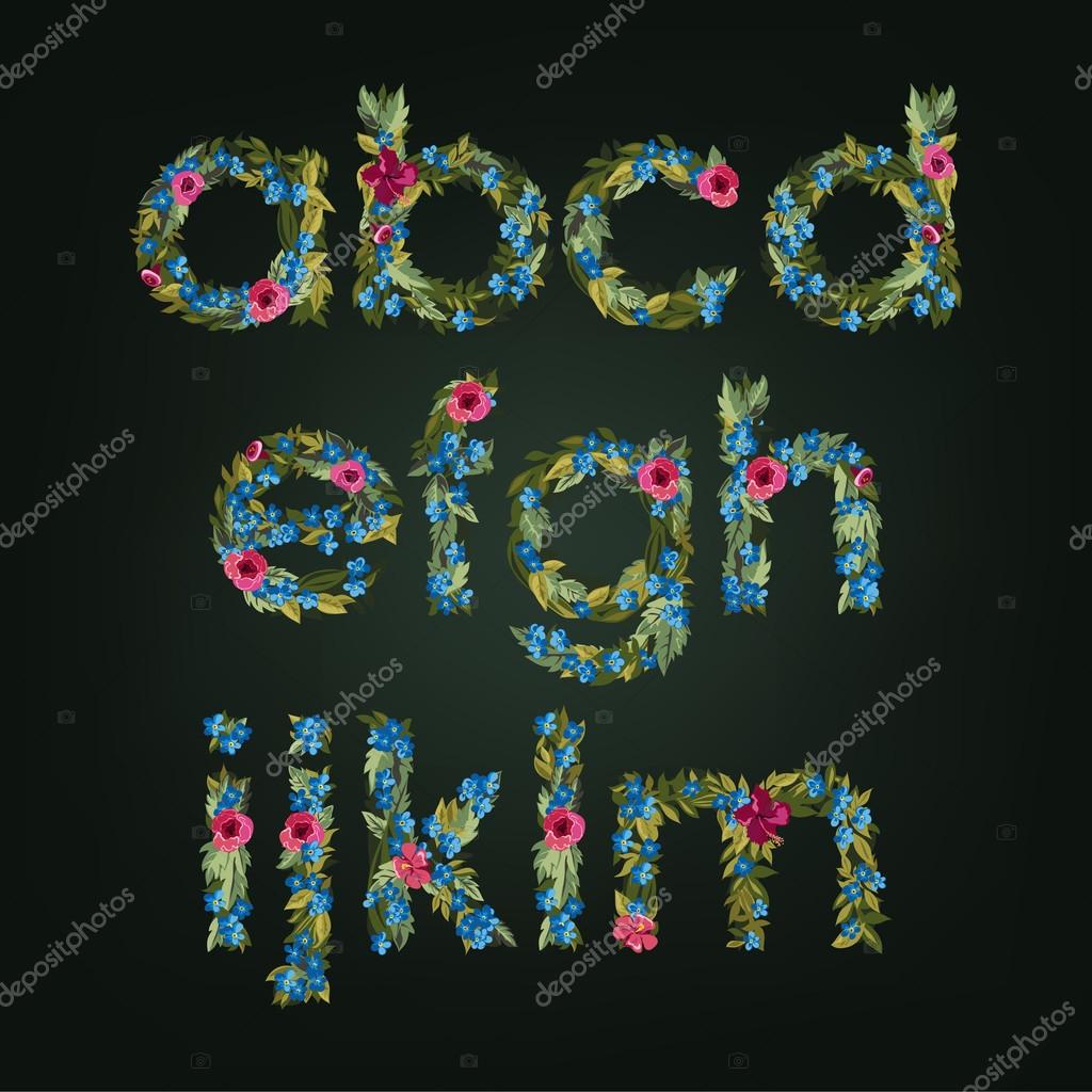 Colorful flower font. Lowercase letters Stock Vector Image by ...