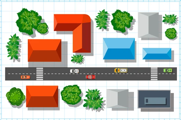 Set Top View Map City Town Infrastructure People Roads Trees Stock ...