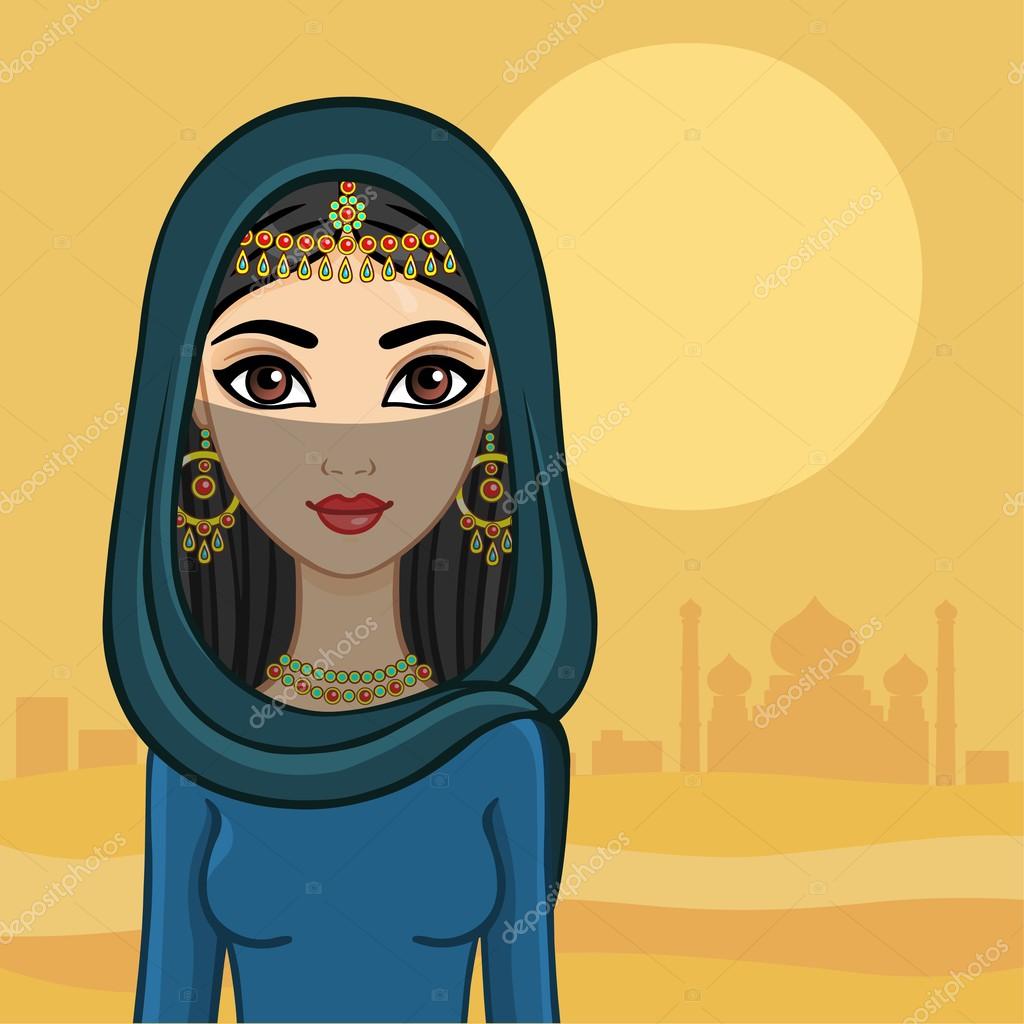 Arab princess against a tower in the desert. Stock Vector Image by ...