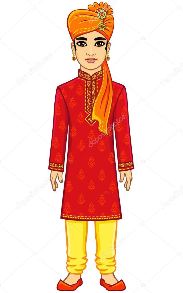 Animation Indian man. Full growth. Isolated on a white background ...