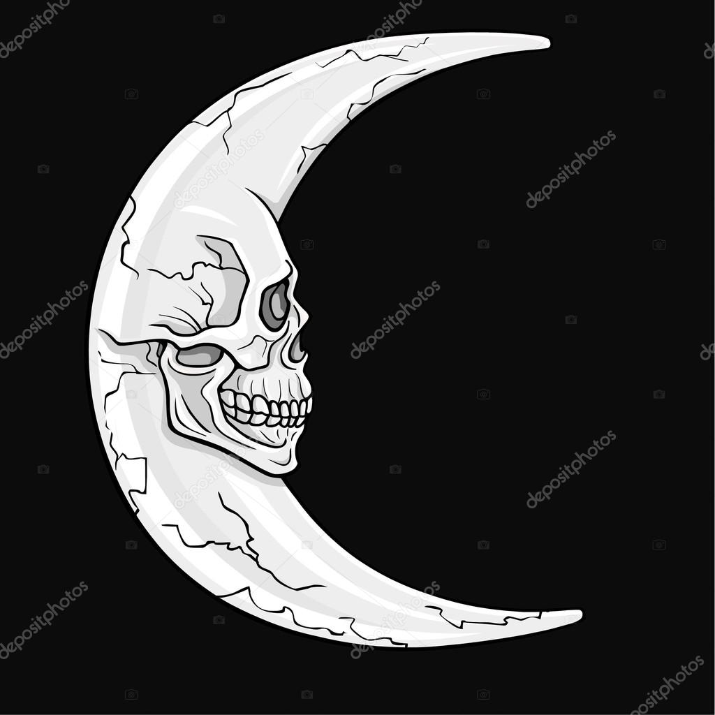 The fantastic crescent moon , in the form of a human skull. Esoteric ...