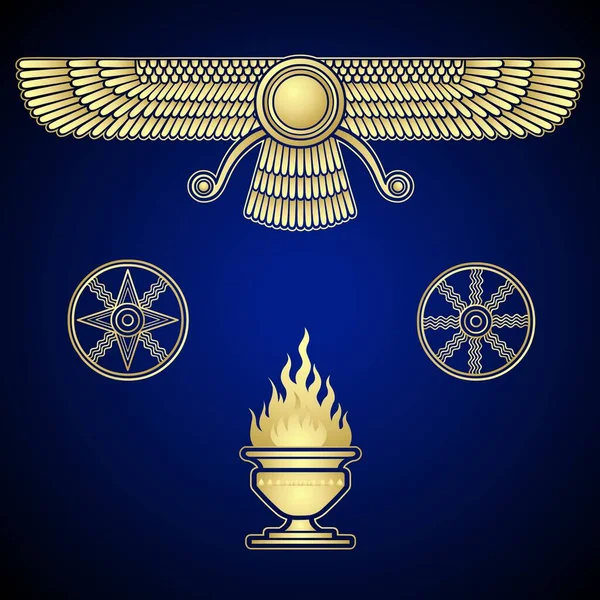 Cartoon Drawing Ancient Sumerian Symbols Winged Star Marduk Shamash ...