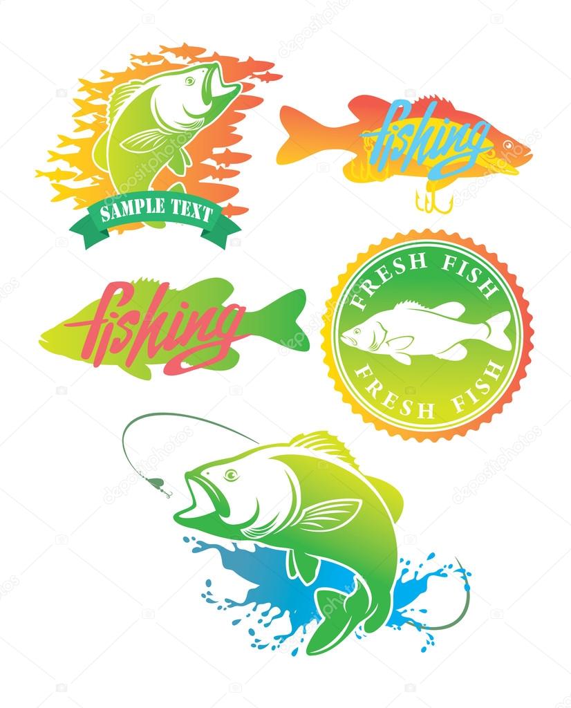 Bass fish logos set Stock Vector by ©kvasay 105140894