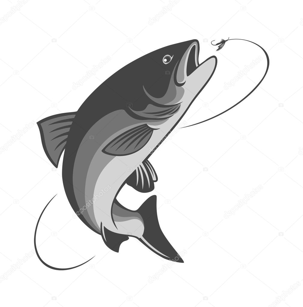 Fly fishing salmon icon Stock Vector by ©kvasay 117802186