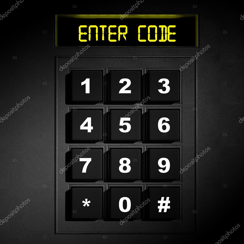 Pad numérico negro de seguridad con pantalla "Introduzca código ...