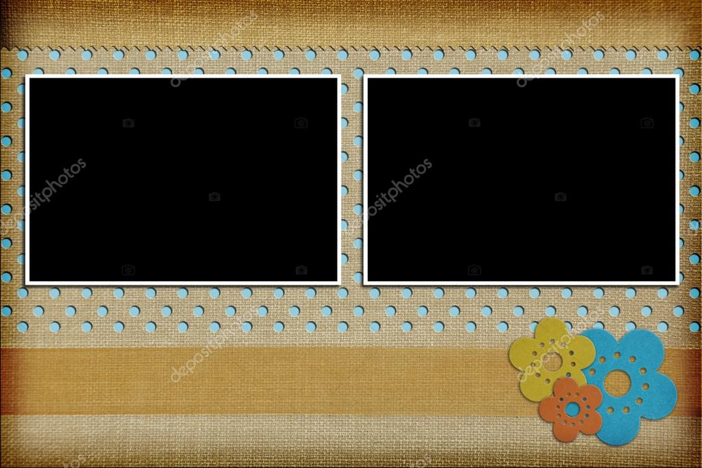 Decorative template with photo frame. Scrapbook, photobook concept ...