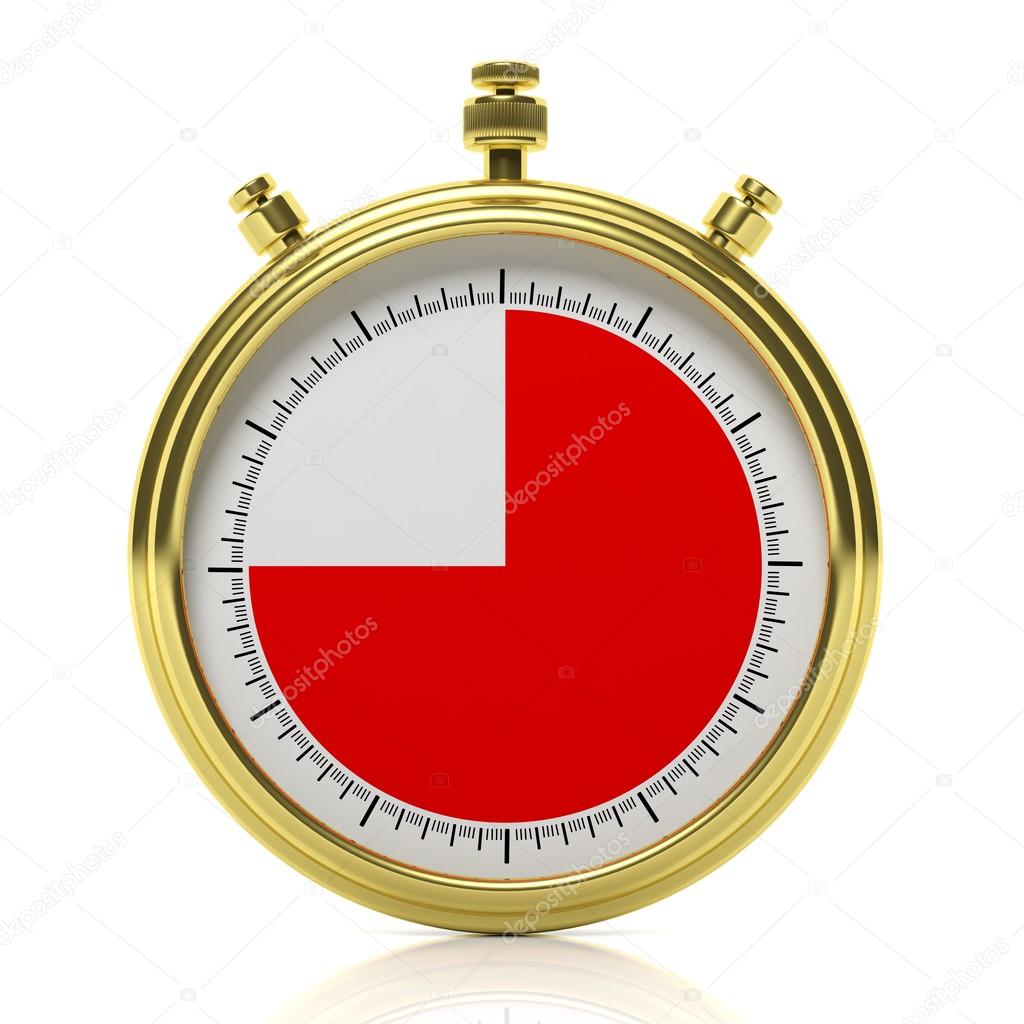 Gold chronometer set on 45 seconds, isolated on white — Stock Photo ...