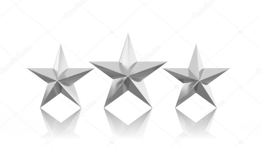 Three silver stars isolated on white background Stock Photo by ...