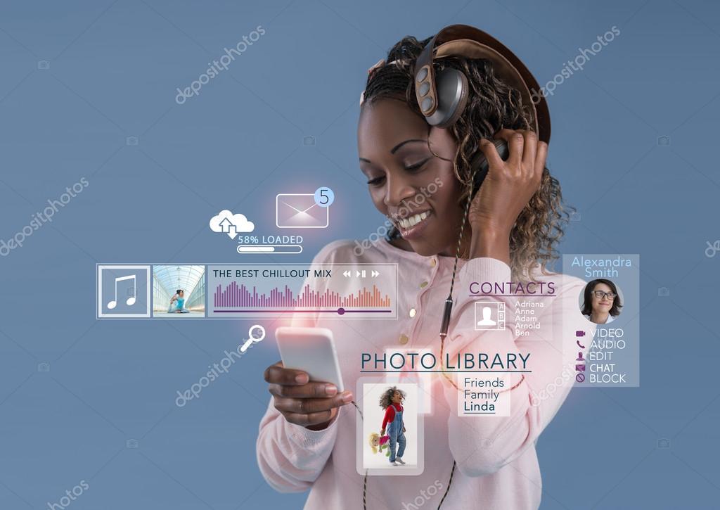 Woman using mobile technology — Stock Photo © HASLOO #100266926