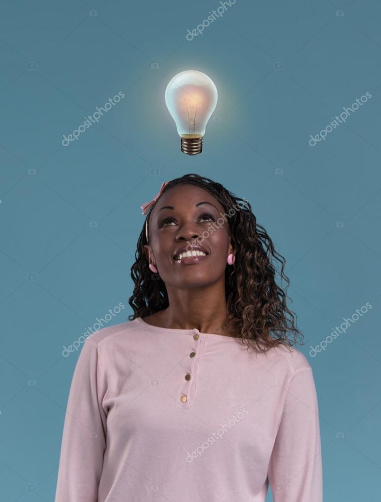 Person Thinking With Light Bulb