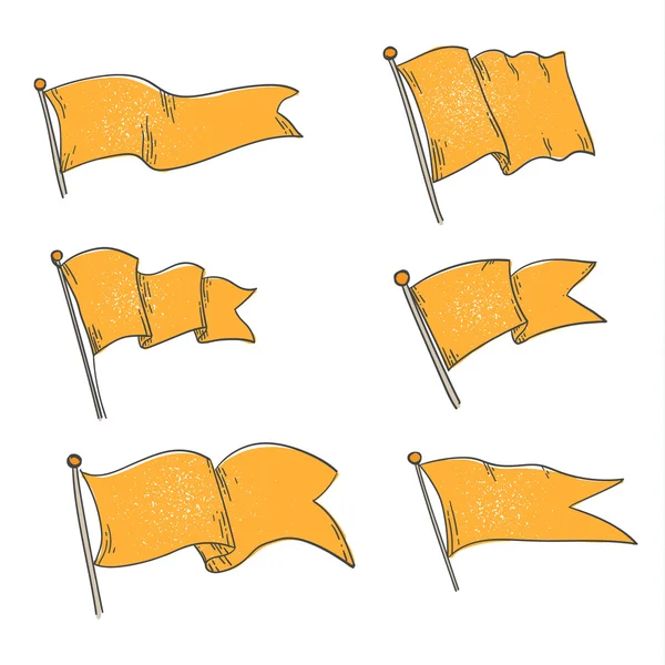 Vector set of different flag shapes isolated on white background. Black ...