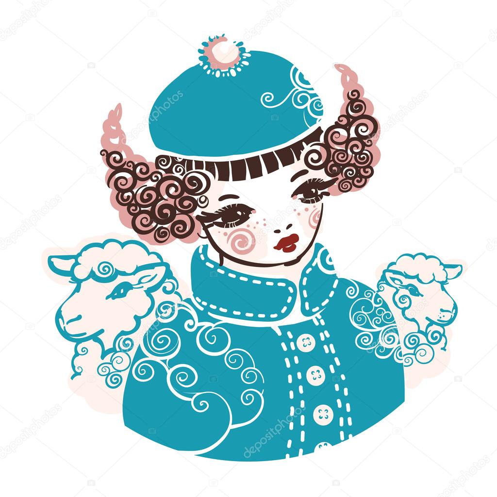 Girl with sheep Stock Vector Image by ©Nevada31 #57090683