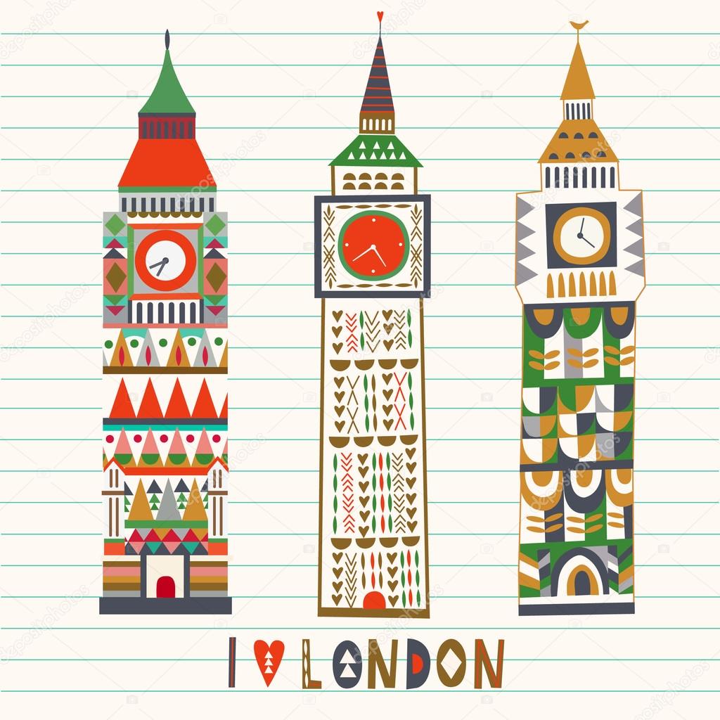 Conjunto de torres Big Ben Vector de stock por ©Lavandaart 107619166