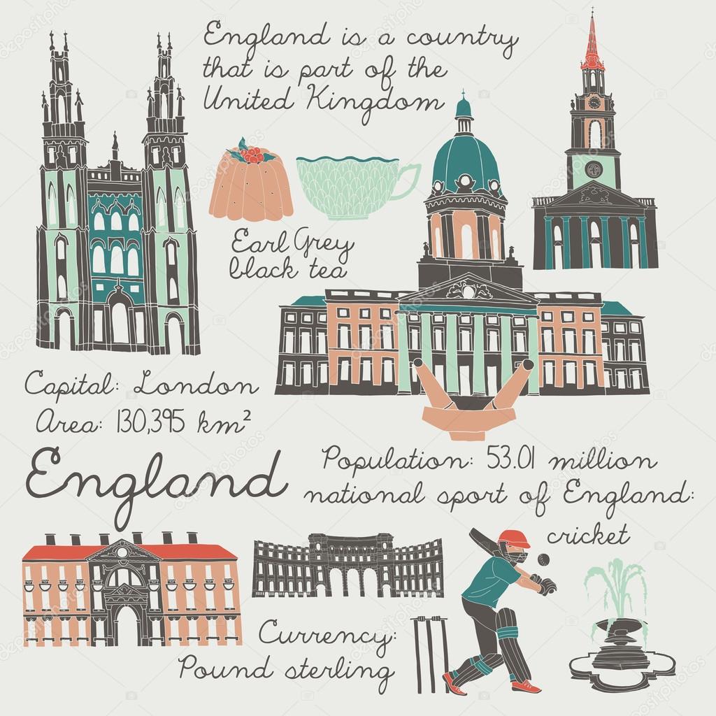 England, landmarks and symbols set Stock Vector Image by ©Lavandaart ...