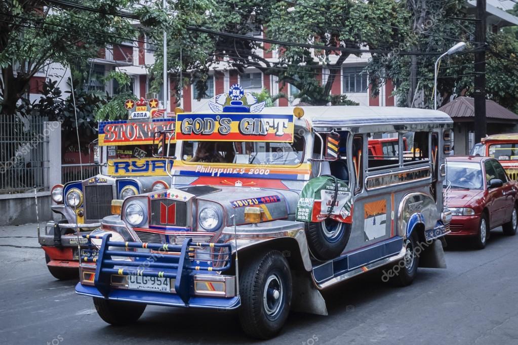 PHILIPPINES, Manila; 17 March 2000, taxi cabs (jeepneys) in a central ...