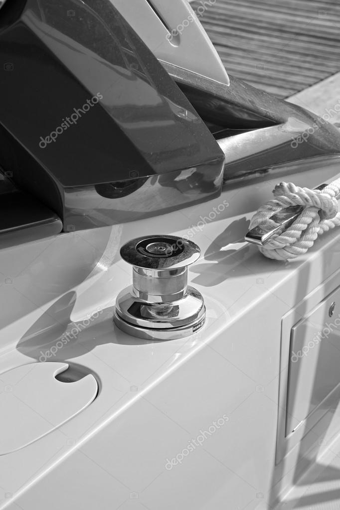 Stern winch on luxury yacht — Stock Photo © agiampiccolo #76013447
