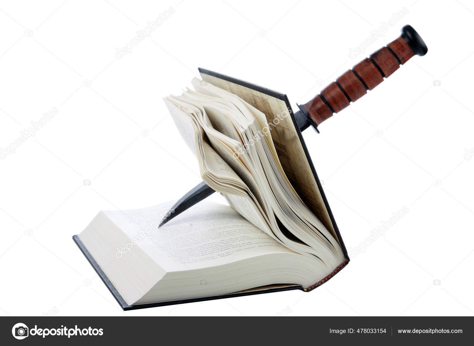 Book Dagger Sticking Hand Gun Isolated White Room Text Represents Stock ...