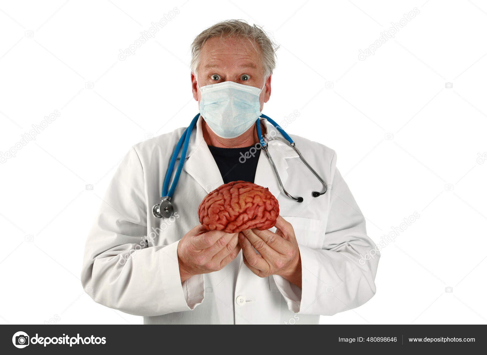Brain Surgeon Medical Science Doctor Brain Surgeon Holds Brain Strange ...