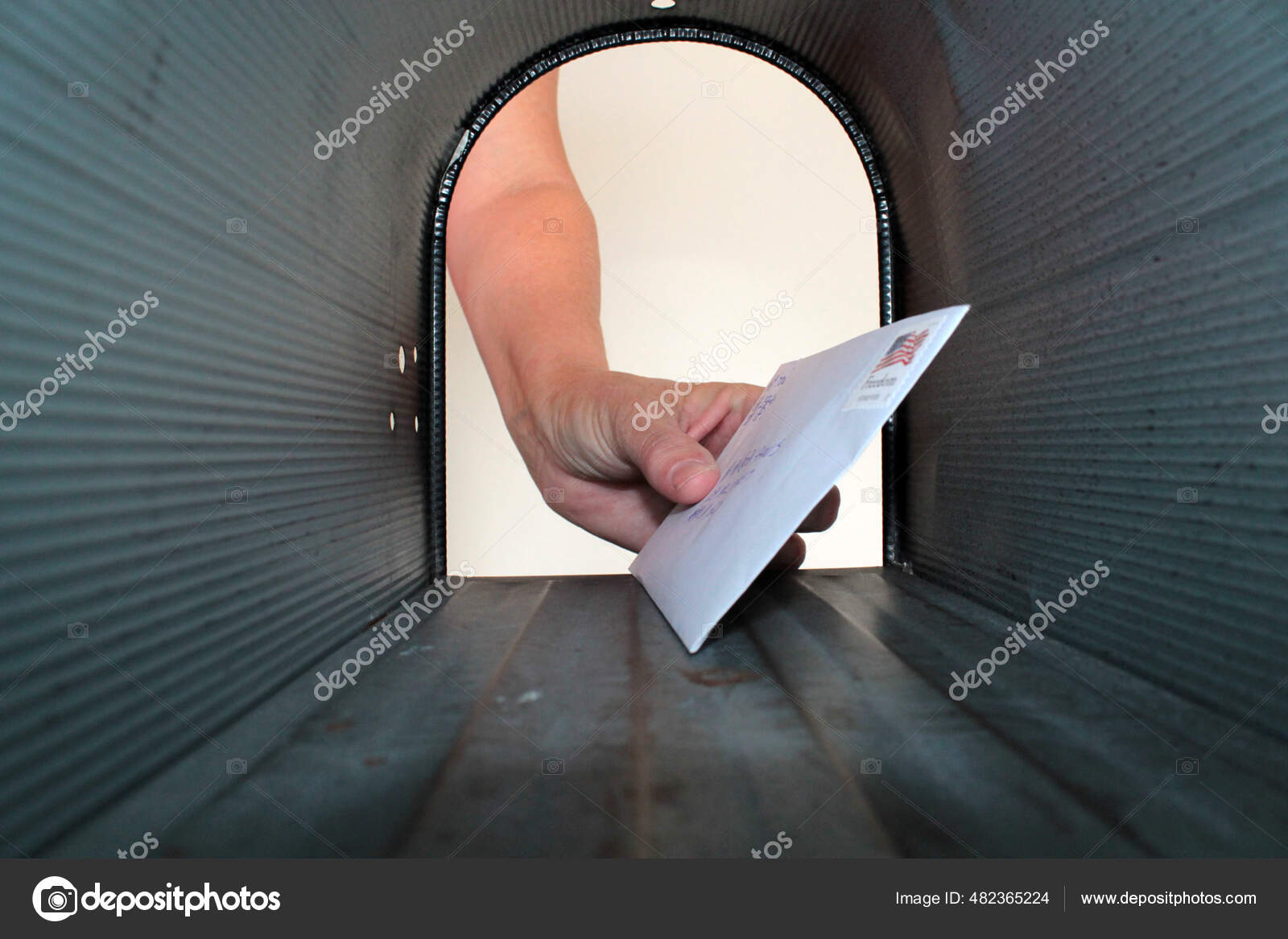 Mail Man Receiving Letters Bills Mailbox Front House Mail Delivery ...
