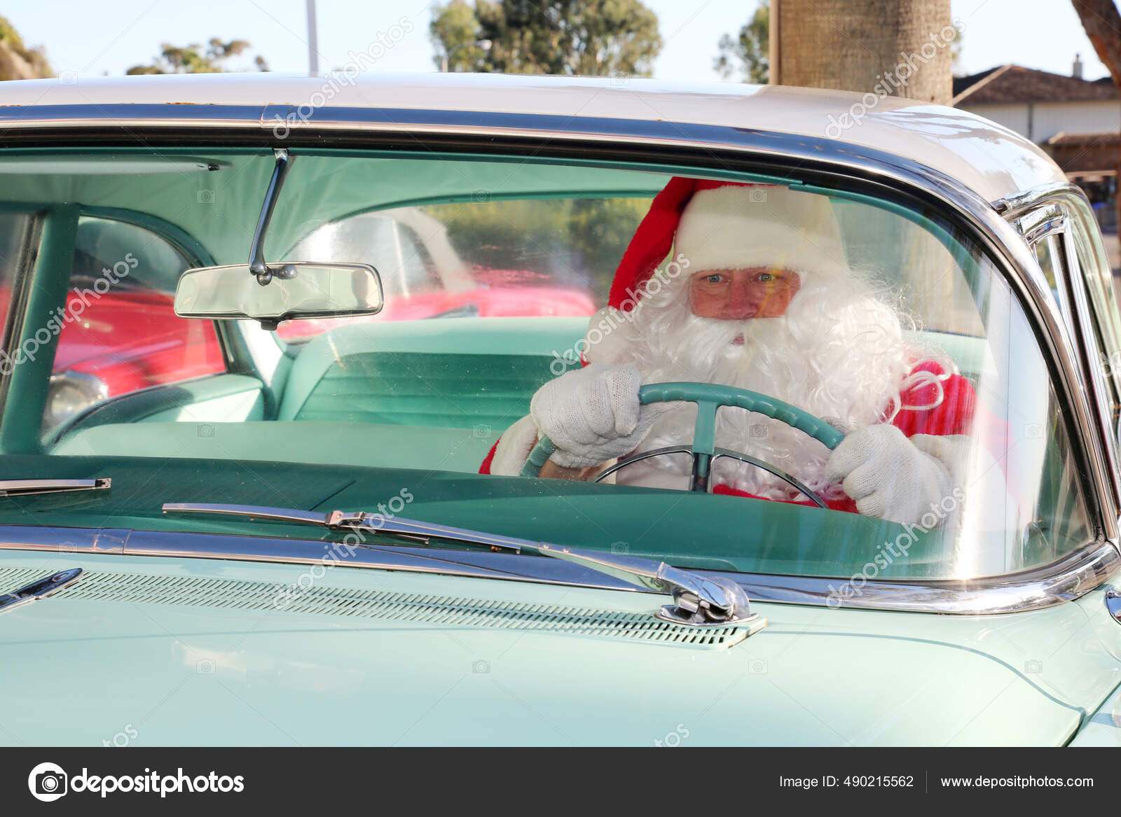 Christmas Santa Claus Car Santa Claus Driving Santa Claus Arrives Stock ...