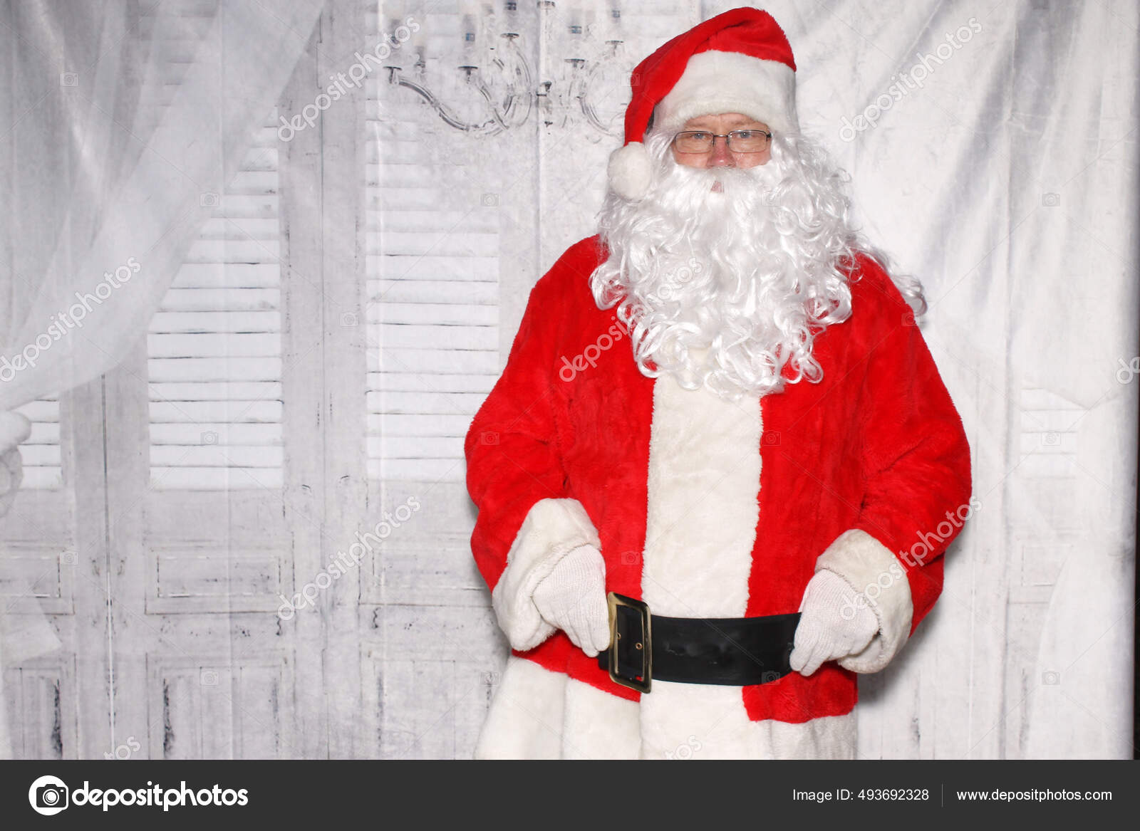 Christmas Santa Claus Photo Booth Santa Poses Photo Booth Santa — Stock ...