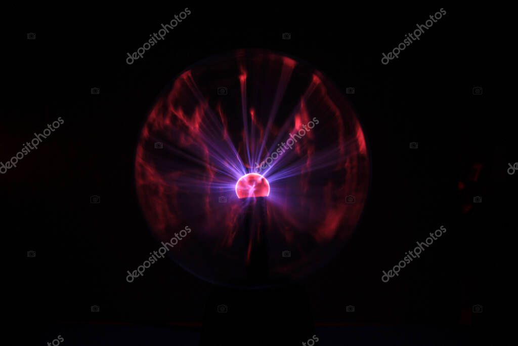 Close up view of a Plasma lamp. The plasma lamp was invented by Nikola ...