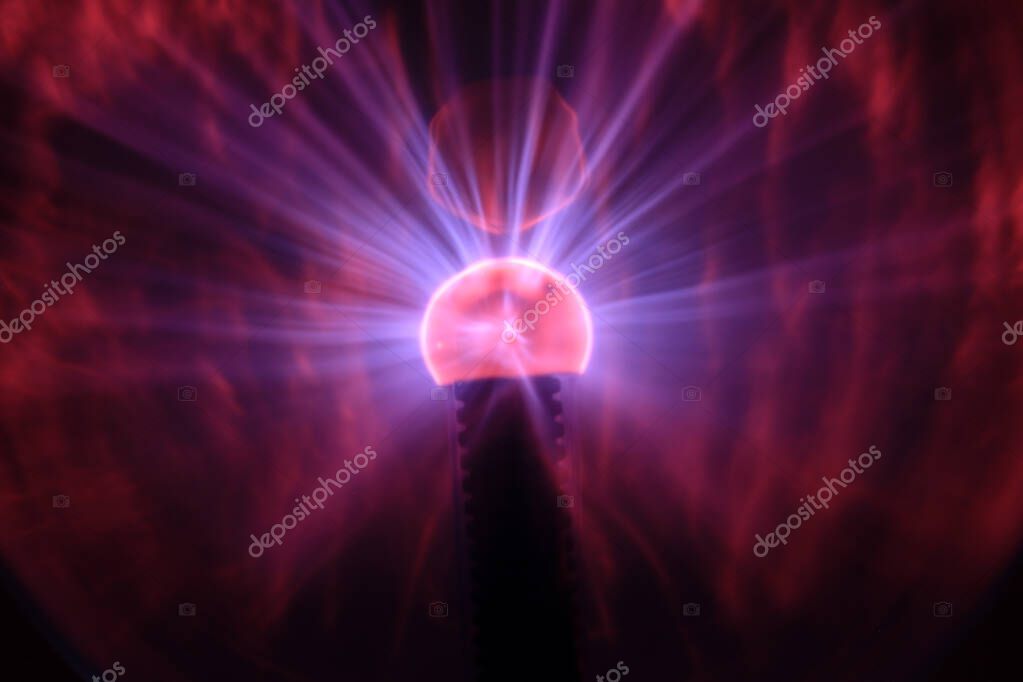 Close up view of a Plasma lamp. The plasma lamp was invented by Nikola ...