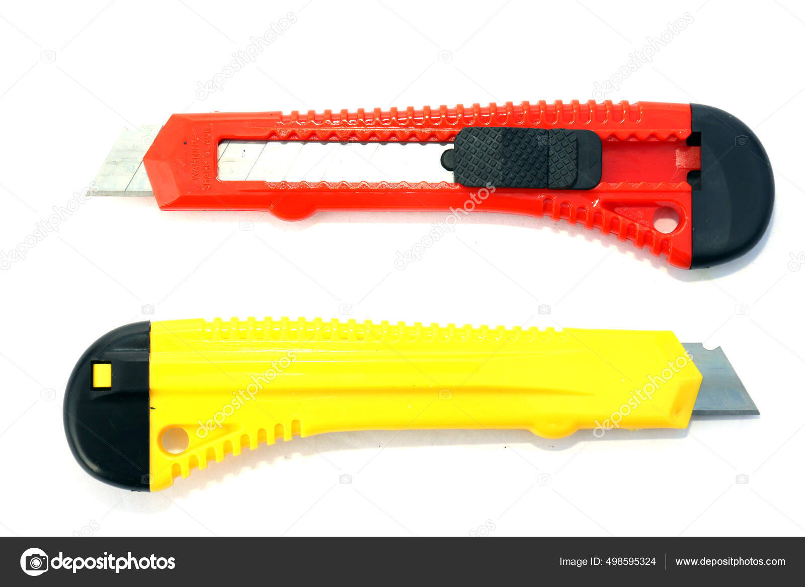 Razor Knives Orange Yellow Plastic Razor Knives Isolated White Room ...