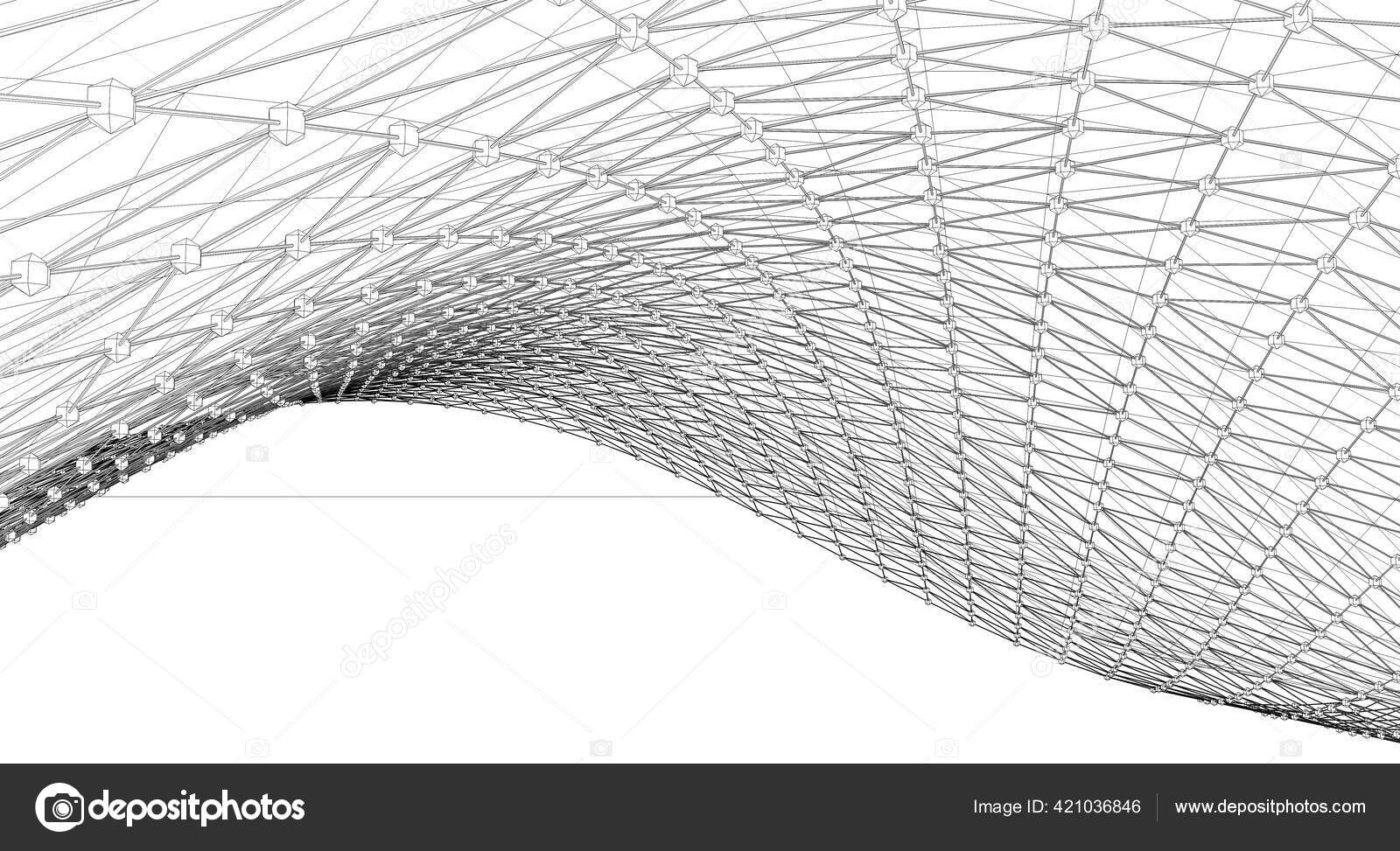 Mesh Net Lines Geometric Shapes Detail Illustration Wire Frame Style ...