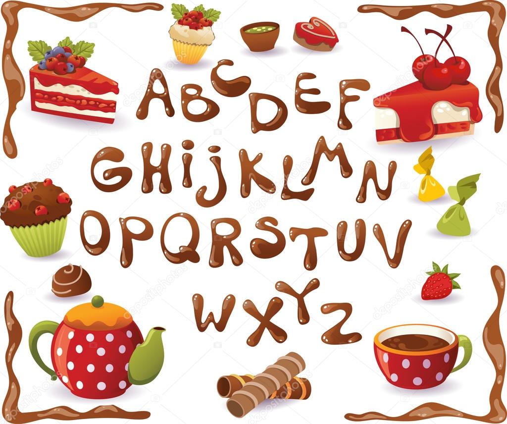 Chocolate Alphabet and sweet food, isolated on white background Stock ...