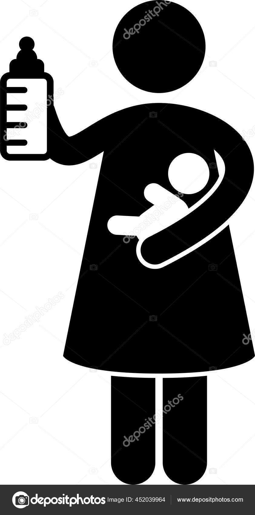 Nanny Mother Father Caring Baby Infant Children Stick Figure Pictogram ...