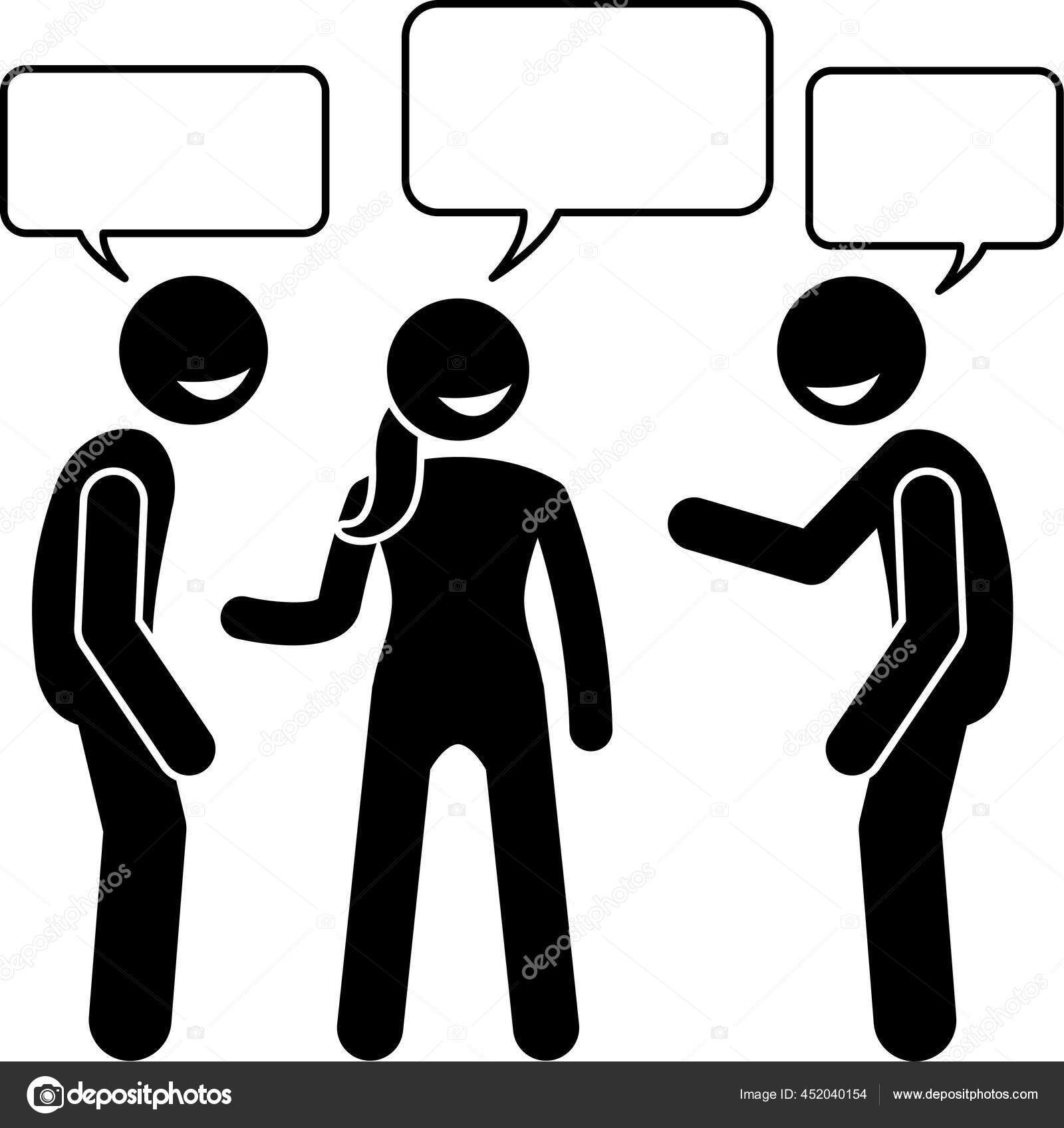 People Conversation Communication One Another Stick Figure Pictogram ...