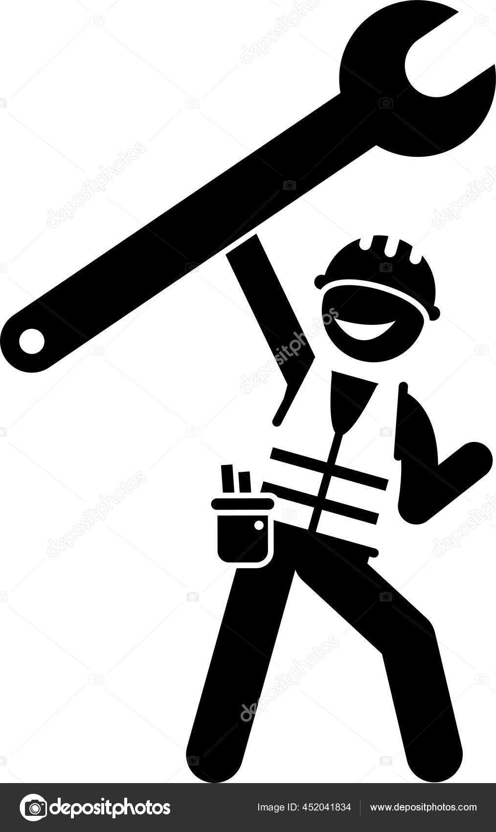 Obrero Construcción Manitas Palo Figuras Icono Ilustraciones ...