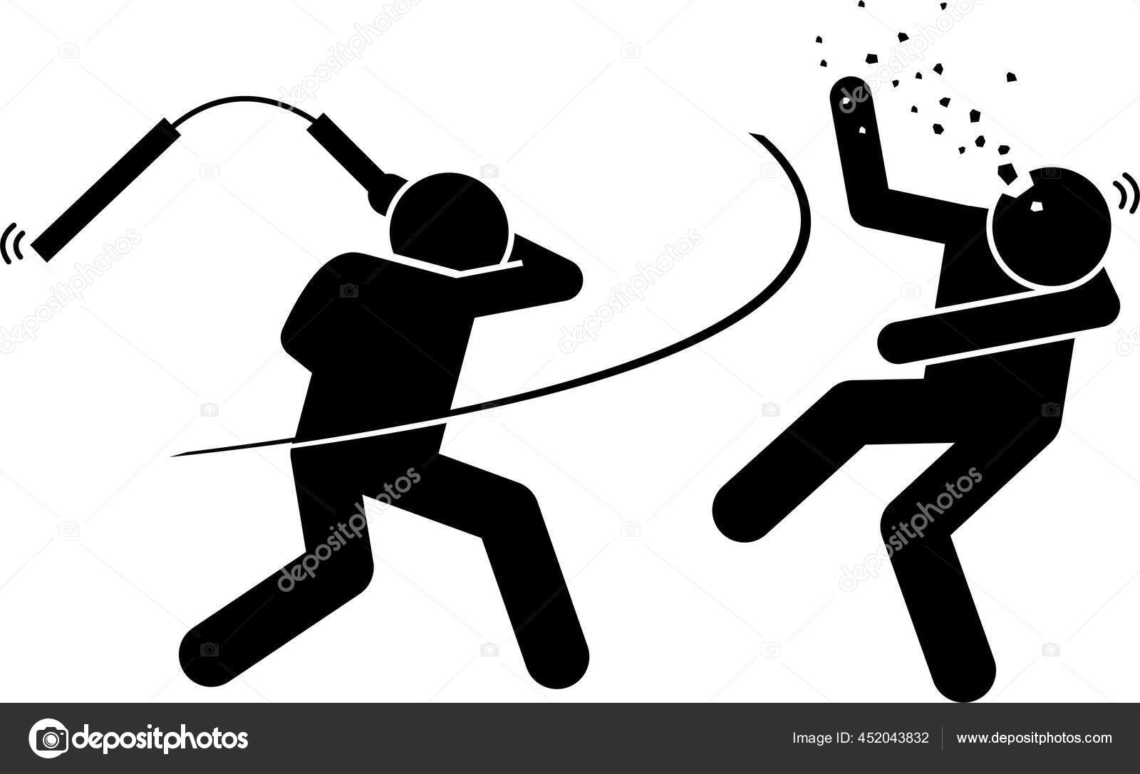 Ilustración Vectorial Minimalista Del Hombre Atacando Vector de stock ...