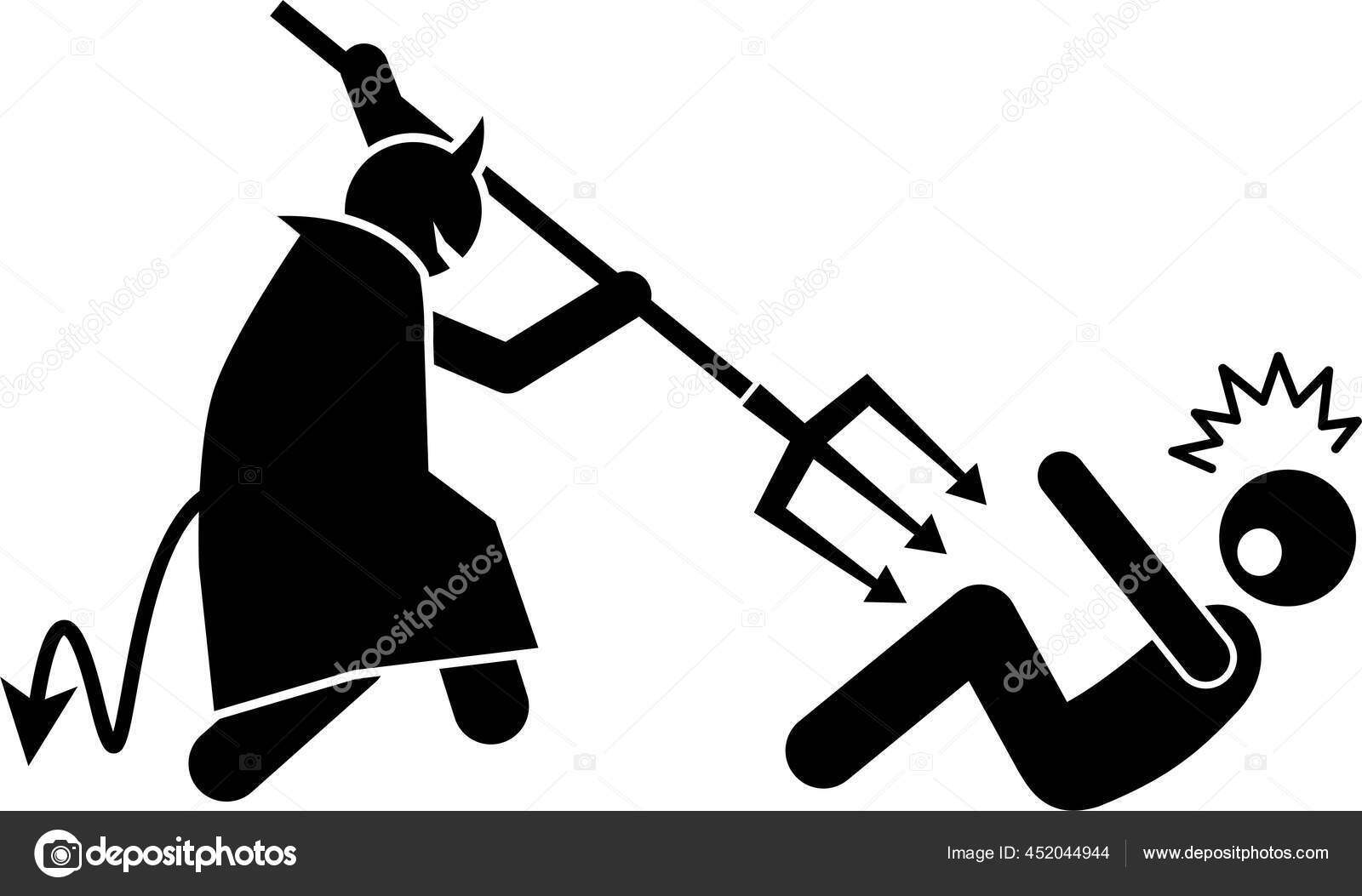 Devil Demon Satan Hell Underworld Stick Figure Pictogram Icons Stock ...