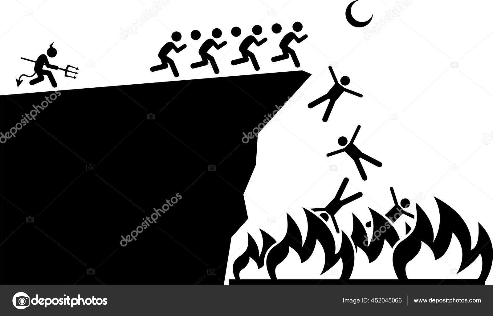 Devil Demon Satan Hell Underworld Stick Figure Pictogram Icons Stock ...