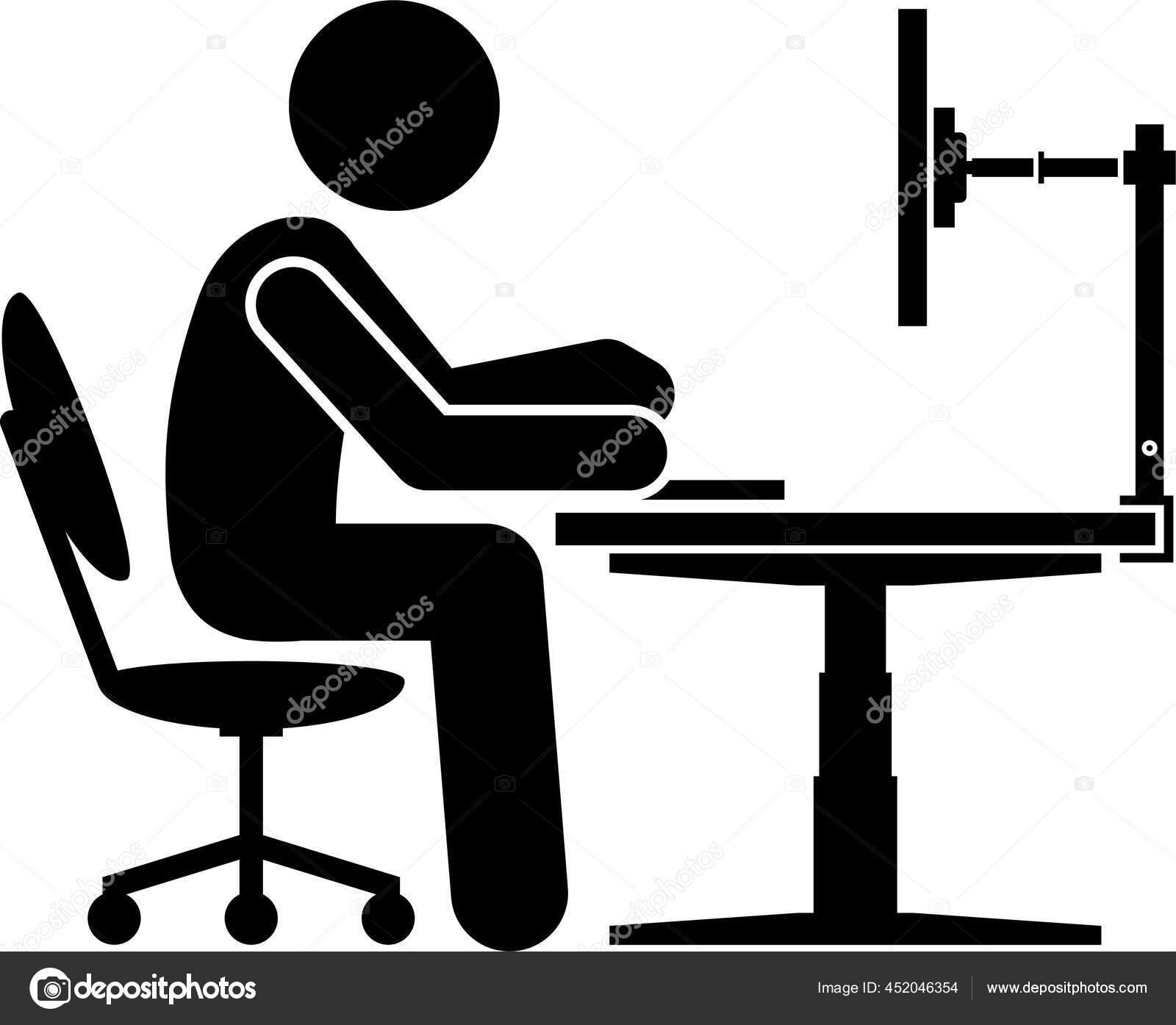 Ergonomic Computer Desk Workplace Workstation Stick Figure Pictogram ...